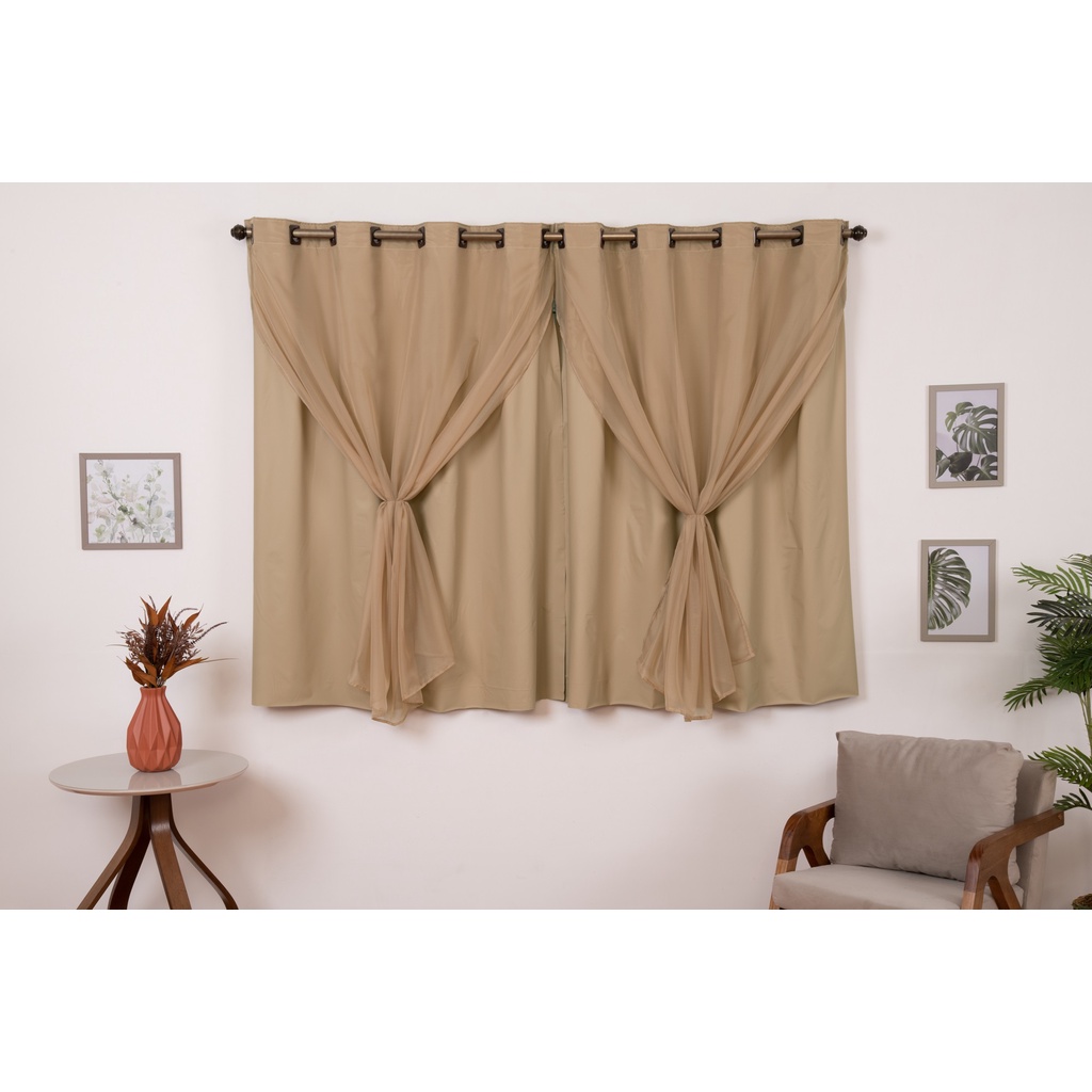 Cortina Com Blackout PVC Com Voil Para Sala Quarto Janela Tamanho 2 00