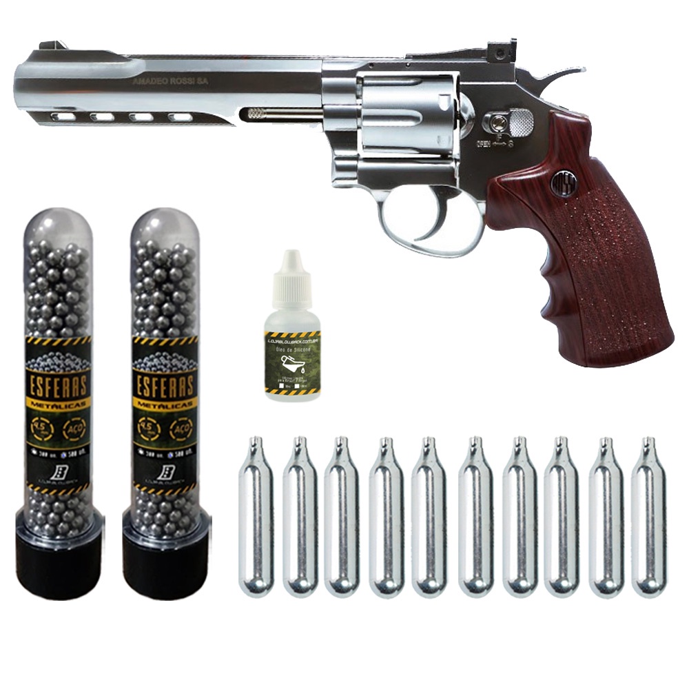 Revolver Pressão Full Metal Co2 702 S 4.5mm Esferas De Aço + 10 Co2 ...