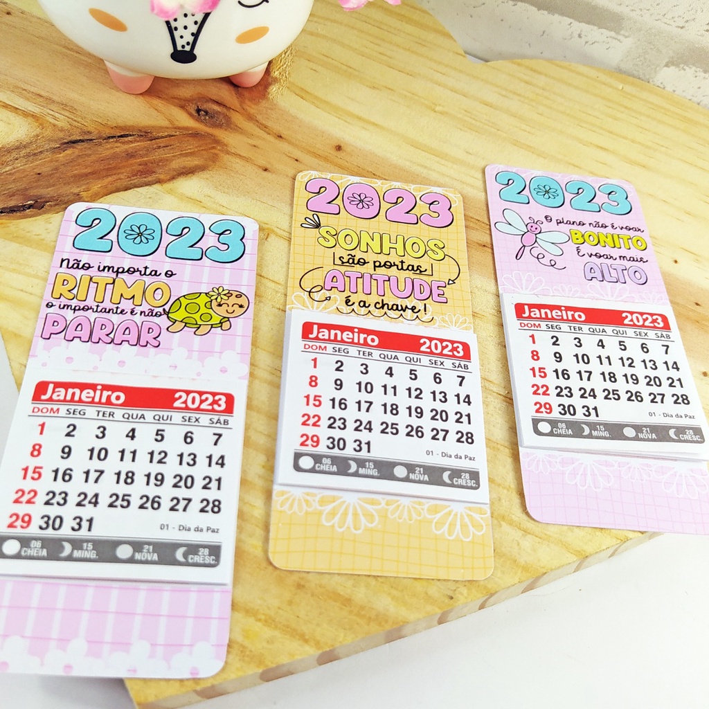 Mini Calendário 2023 Mimo para Cliente com Imã Brinde Minicalendário ...