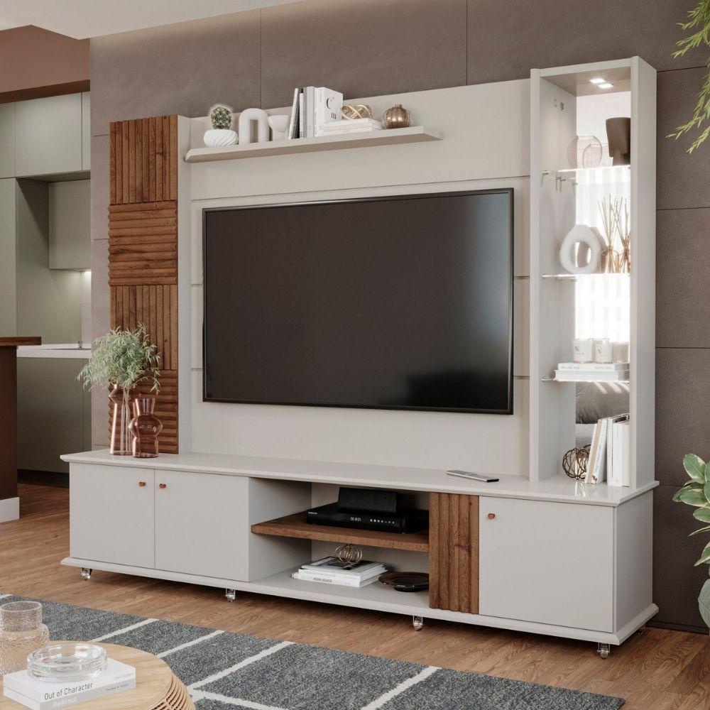 Home para TV 60" 100% MDF Riviera Permobili Off White/Savana | Shopee ...