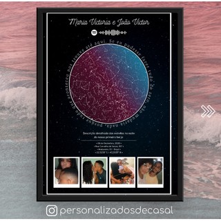 Quadro Mapa das Estrelas / Mapa do céu Personalizado | Shopee Brasil