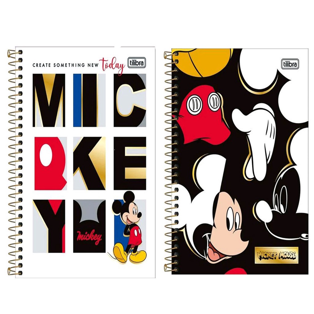 Caderno Colegial Capa Dura Espiral Mickey Mouse Tilibra | Shopee Brasil