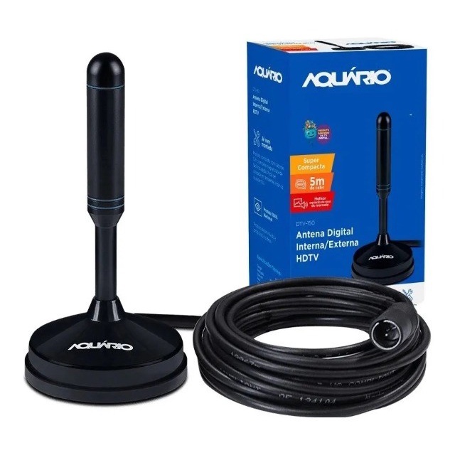 Antena Interna de Tv Digital DTV-150 Aquario 4K, HDTV digital, VHF, UHF ...