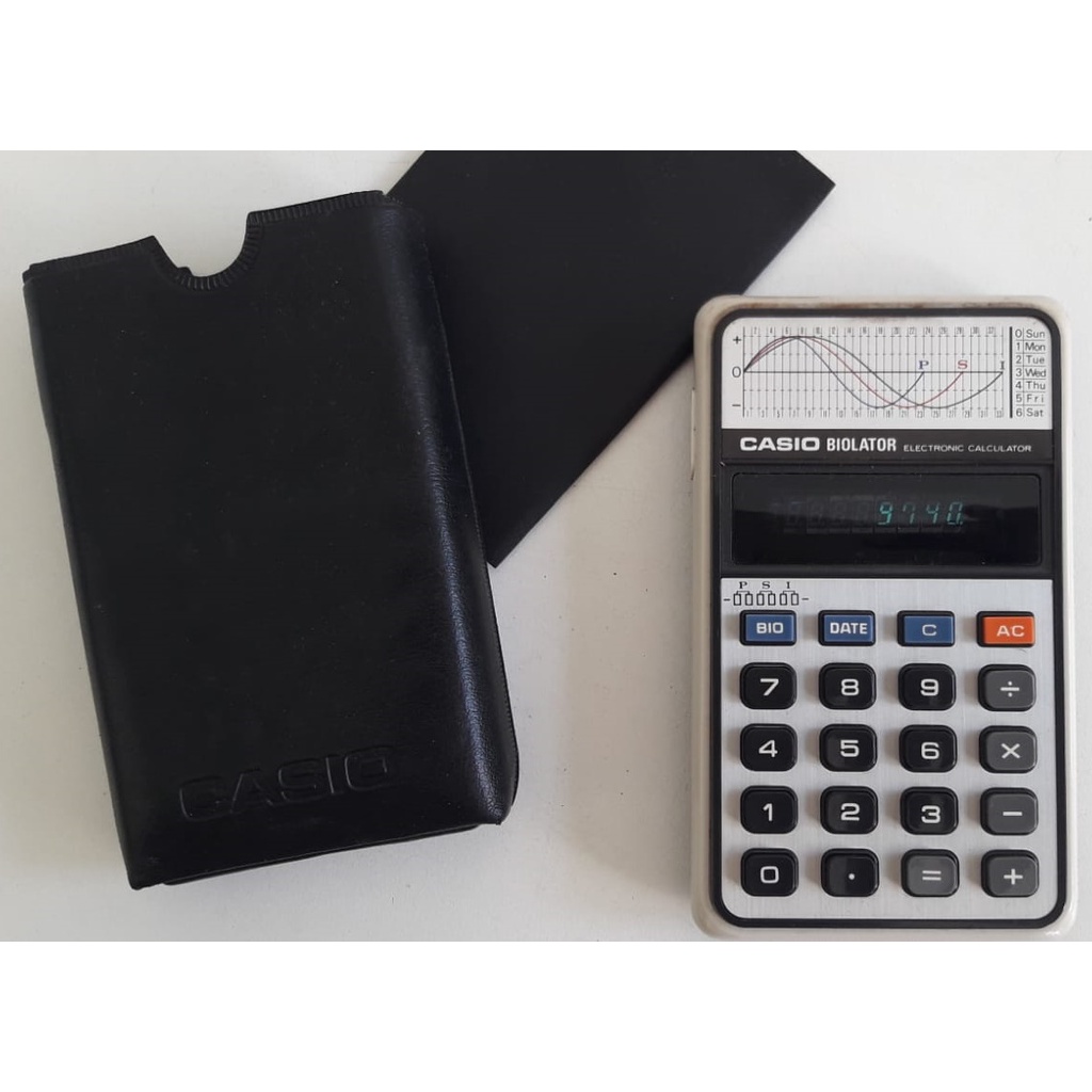 Antiga Calculadora Eletronica Casio Biolator H-801 + Capa + Manual ...