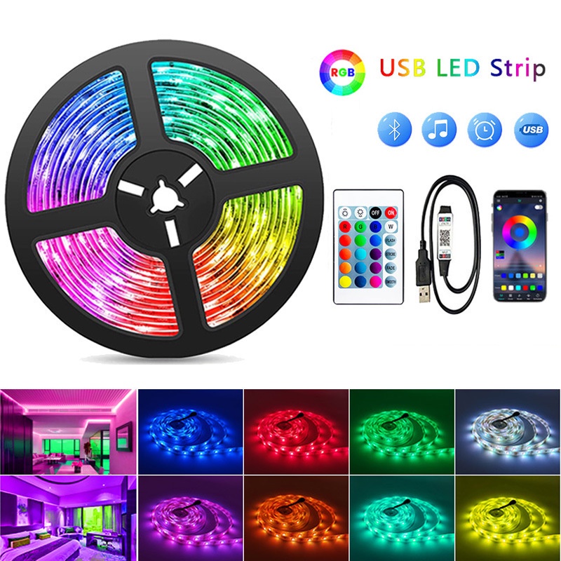 5m 10m 15m 30m Fita Led 5050 RGB Mutável DC12V Luz Wifi Bluetooth Música APP Controlador ...