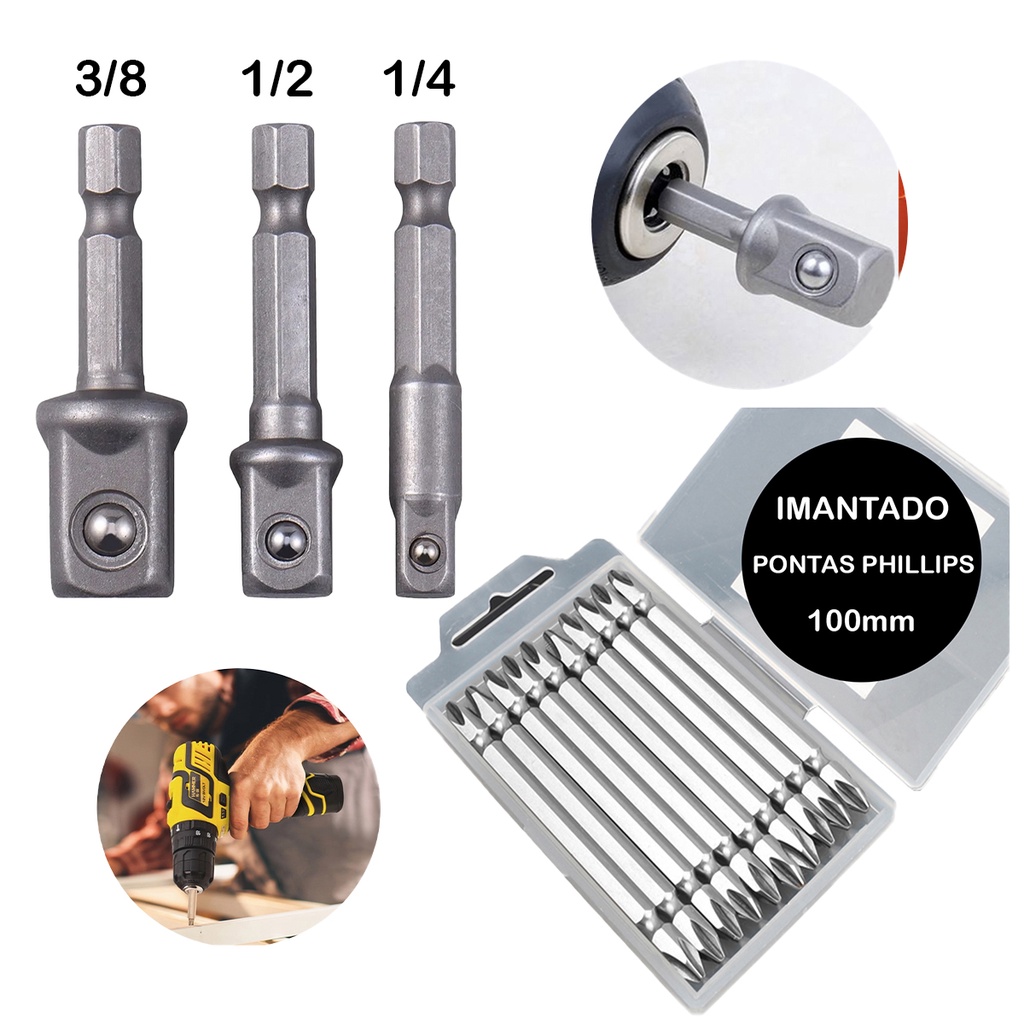 Jogo De Bits Com Jogo Extensor Para Soquetes 1/2 3/8 1/4 Para ...