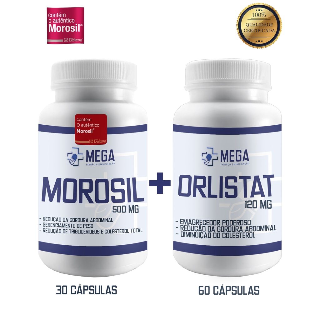 Kit Orlistate 120mg 60 Capsulas + Morosil 500mg 30 Capsulas Manipulado ...