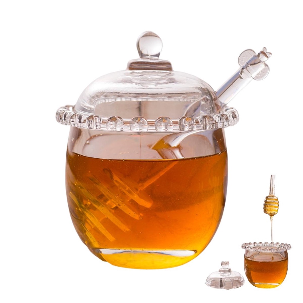Meleira Pote Porta Mel De Cristal Vidro Lyor Dosador 210ml | Shopee Brasil