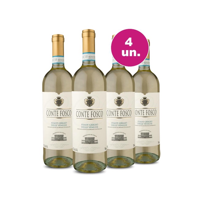 Kit 4 Vinho Branco Conte Fosco Delle Venezie Pinot Grigio | Shopee Brasil