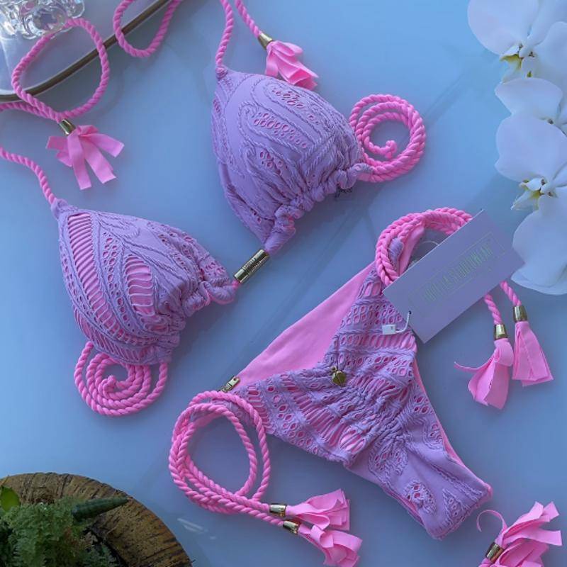 Biquíni Com Top Duas Peças Conjunto De Roupa De Banho Feminina Biquíni Brasileiro Sexy