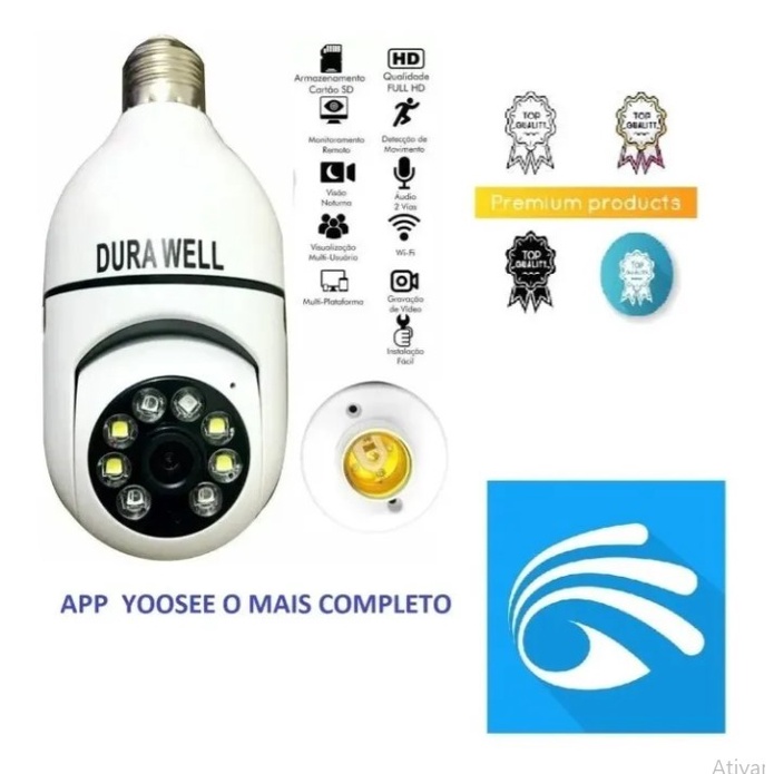 Camera Ip Residencial Lampada Rotativa Yoosee Inteligente | Shopee Brasil