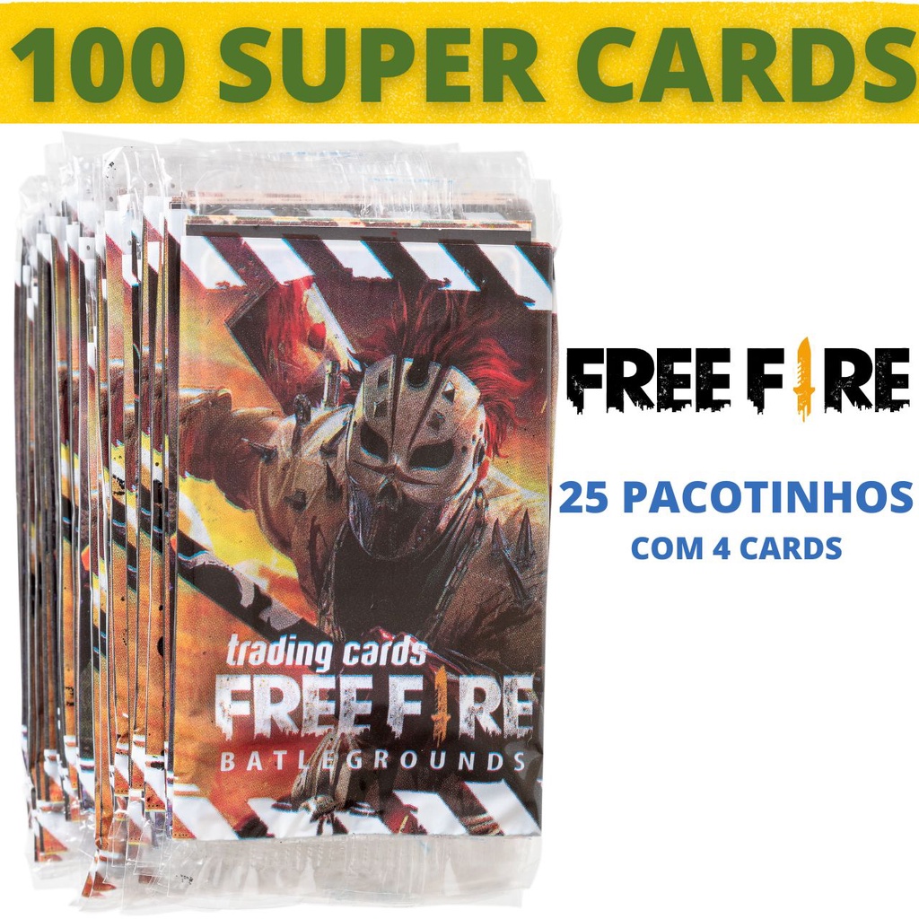 100 CARDS / CARTINHAS FREE FIRE = 25 Pacotinhos. | Shopee Brasil