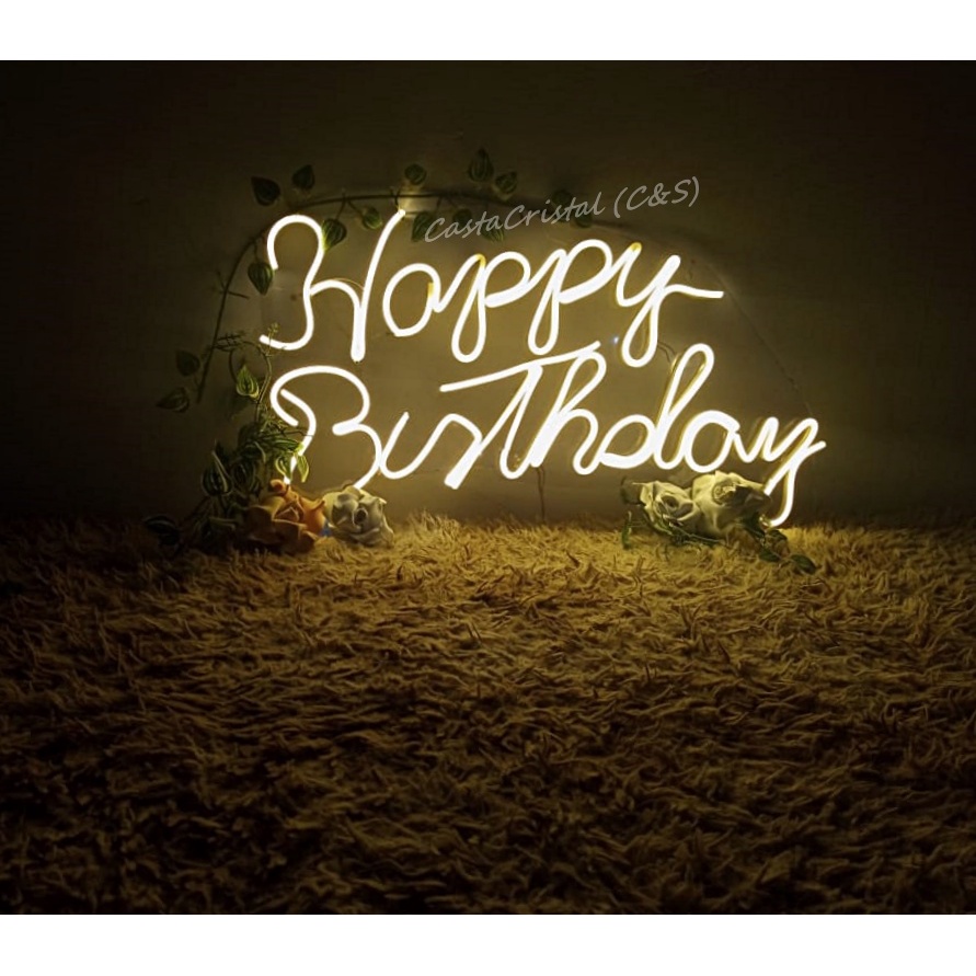 Placa de Led Neon Happy Birthday Letreiro Luminoso Led Neon Happy | Shopee Brasil