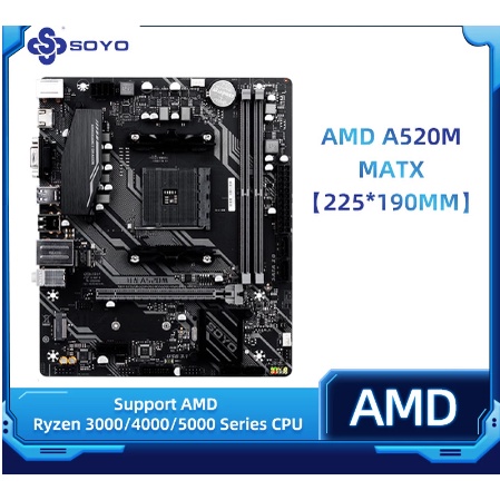 Placa Mãe AMD Soyo a520m Nova M-ATX Chipset AM4 Suporta Sata3 SSD Dual Channel DDR4 NVME M.2 ...