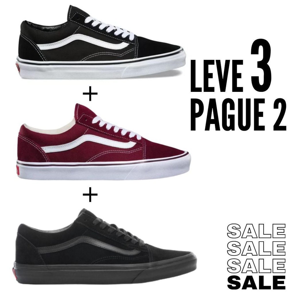 Kit 3 Vans Old skool Tradicional | Shopee Brasil