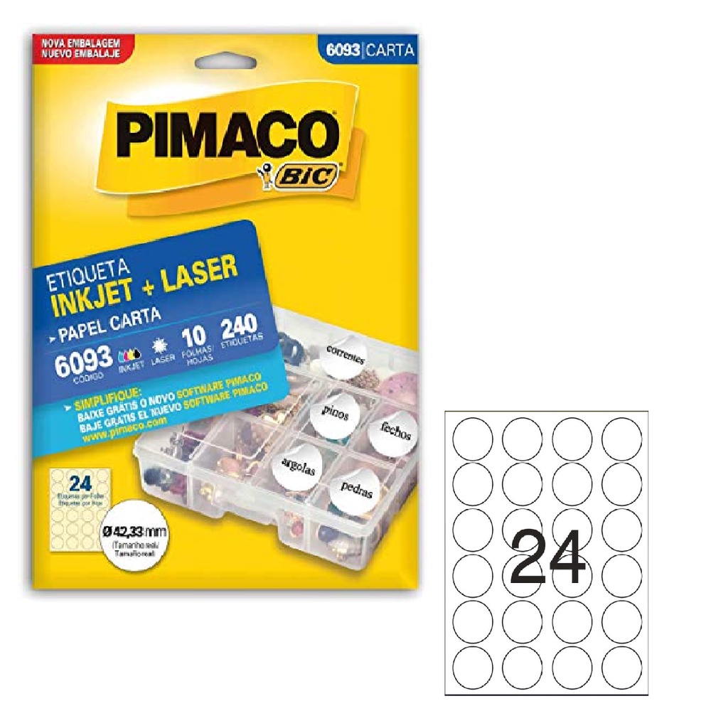 Etiqueta Adesivo Redondo 6093 4,2CM 10FLS Carta Pimaco | Shopee Brasil