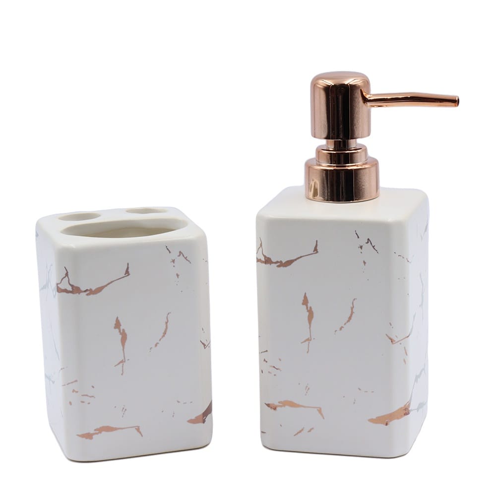 Kit Banheiro Lavabo Conjunto Porta Sabonete Escova Porcelana ...