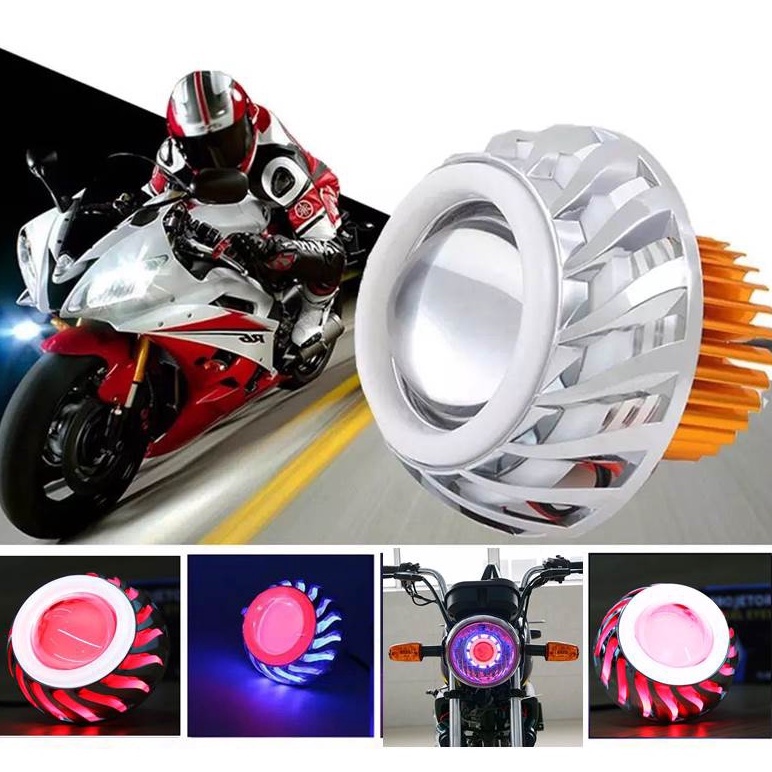Farol Moto Angel Eyes Led Universal 10w Bivolt Lanterna Farol e Strobo ...