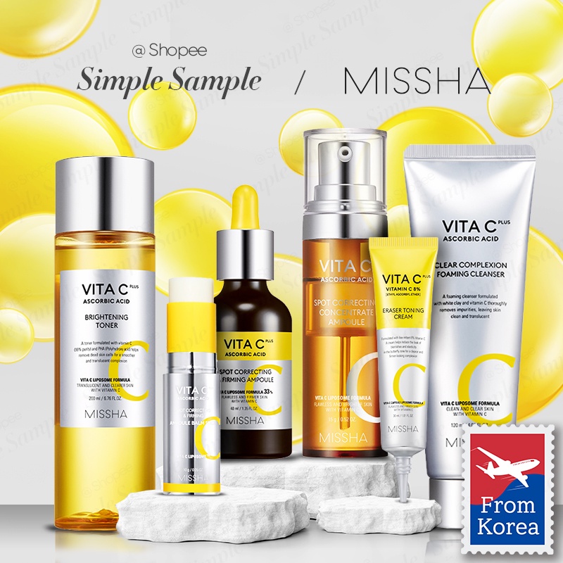 Missha Vita C Plus Ascorbic Acid Toner Ampoule Cream Foaming Cleanser Set Shopee Brasil
