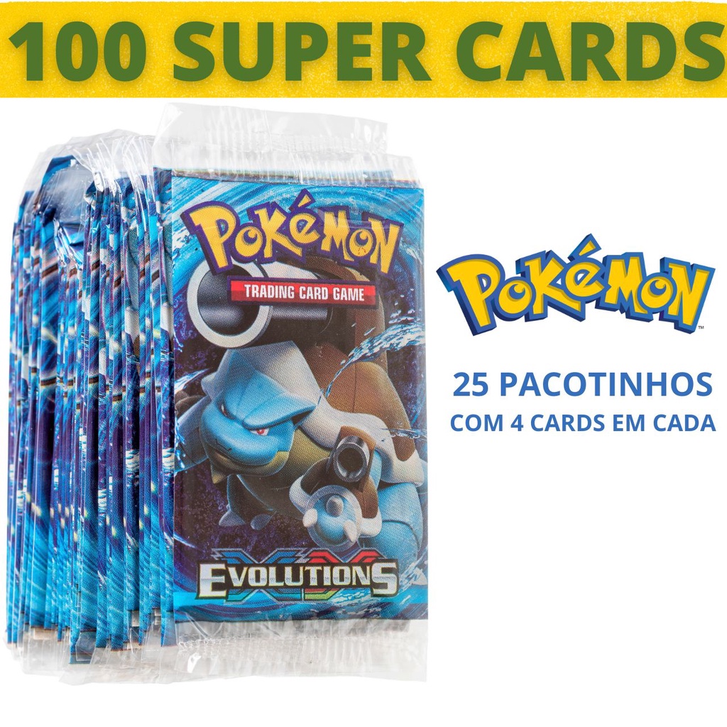 100 Cards Pokemon / 25 Pacotinhos | Shopee Brasil