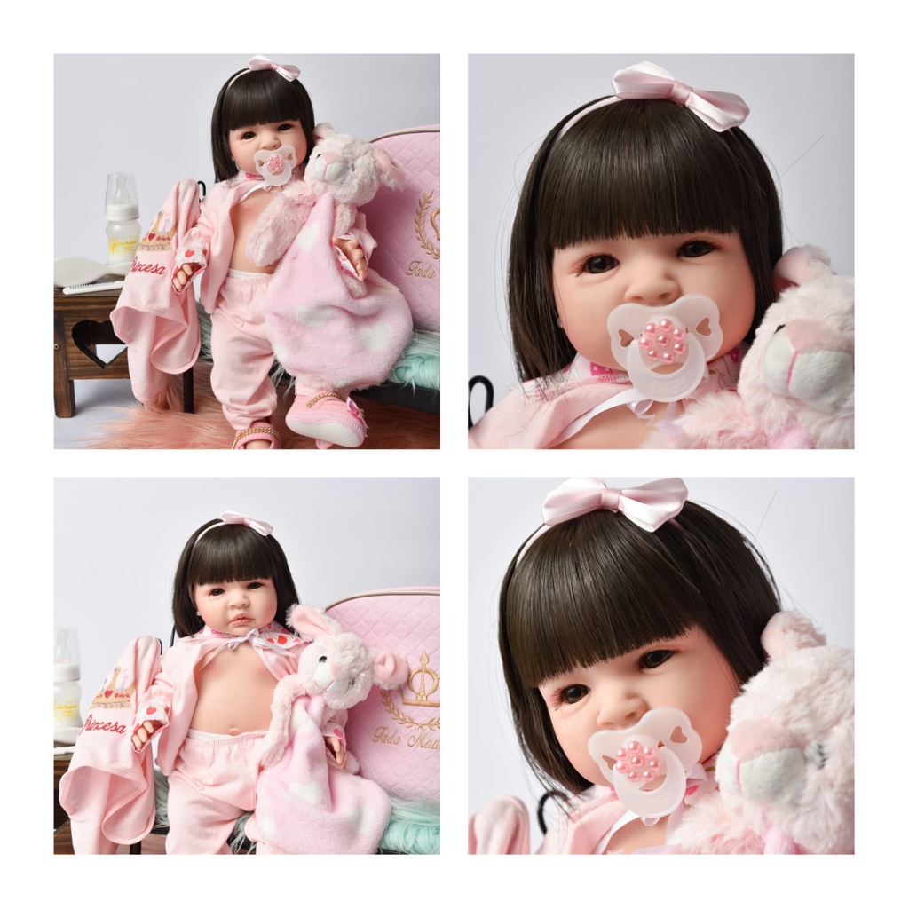 Boneca Bebe Reborn Menina Silicone Banho Castanha Barata Promoçao ...
