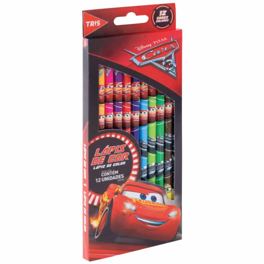Kit Lápis de Cor Inteiro 12 Cores Carros 627601 | UN | Tris - Escorrega ...