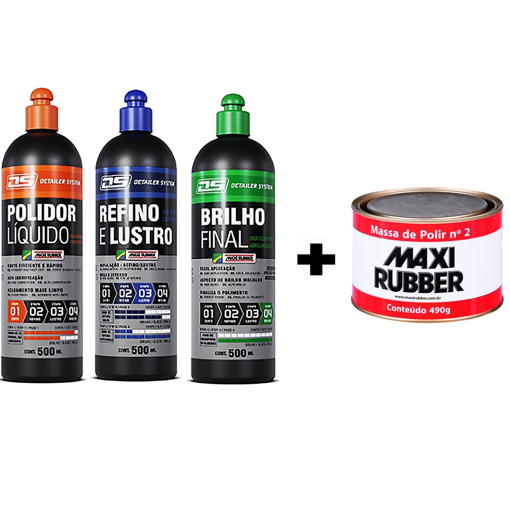 Kit Completo Maxi Rubber + Massa de Polir Nº2 290g | Shopee Brasil