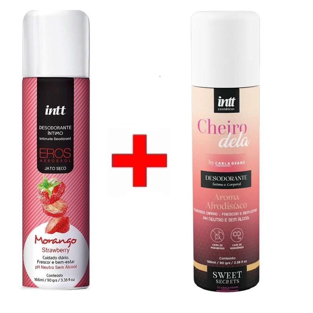 Kit Desodorante Intimo Feminino Morango + Cheiro Dela 166Ml Intt ...