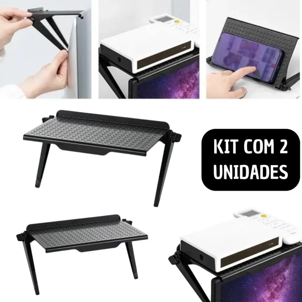 Kit 2 Prateleira Rack Suporte Dvd Conversor Modem Monitor Tv ...