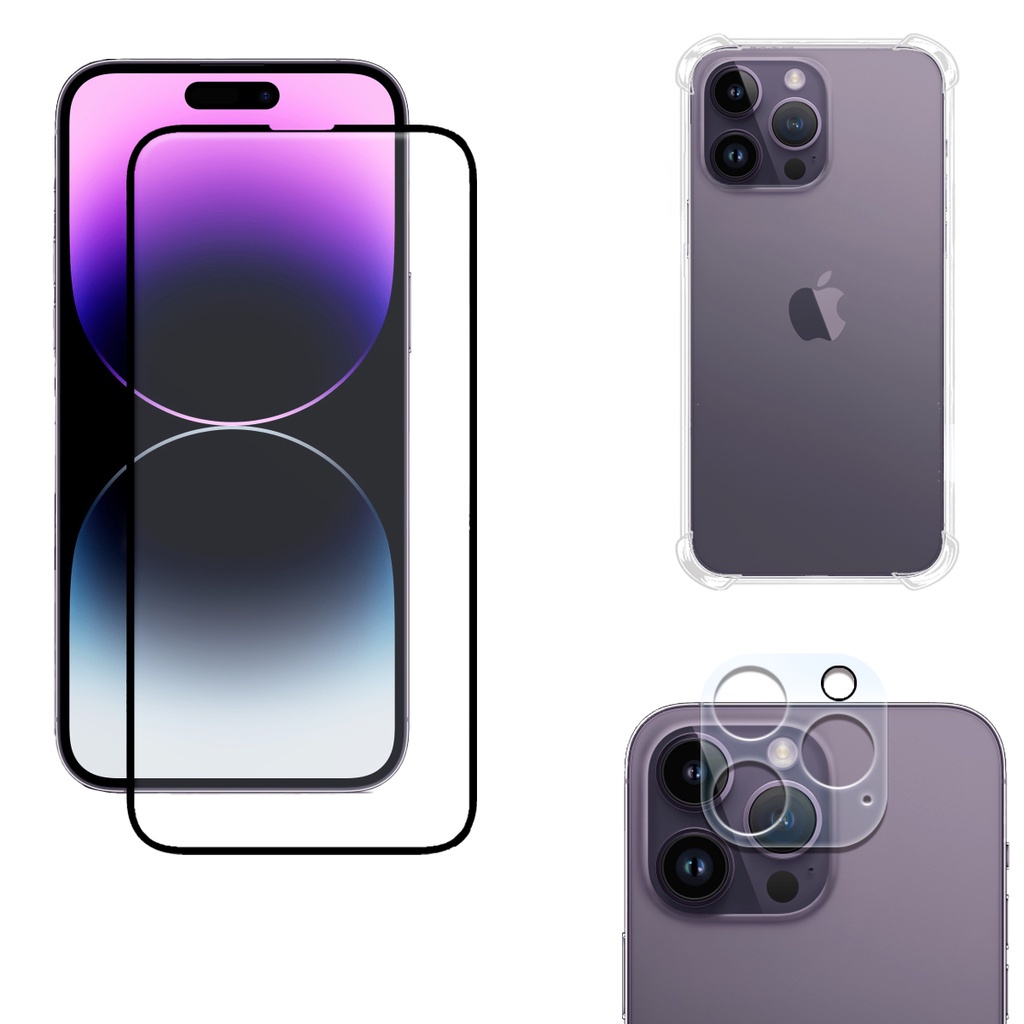 KIT IPhone 14 | Plus | Pro | Pro Max | Película de Vidro 3D - Capa Capinha Anti Shock - Película ...