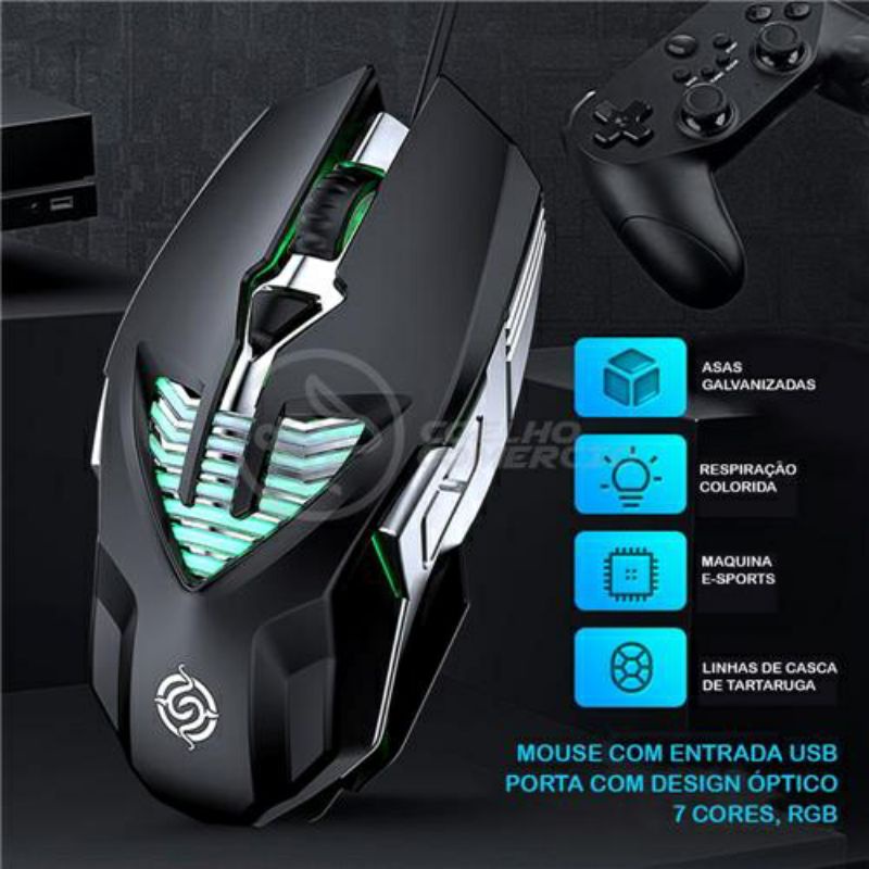 Mouses Gamer RGB com botões laterais e ajuste rbi | Shopee Brasil