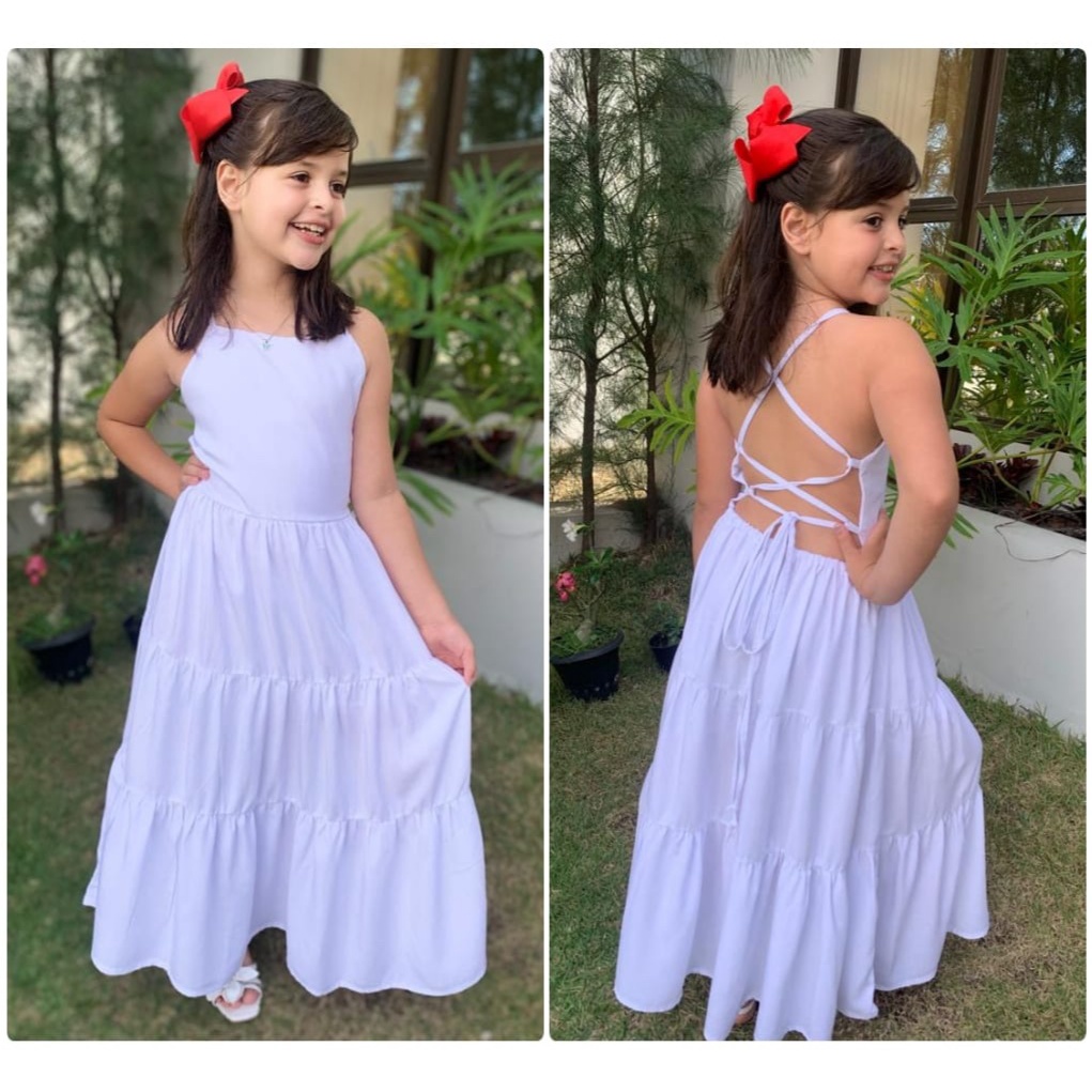 Vestido Longo Infantil 100% Viscose (Forrado) (Milly Moda Infantil ...