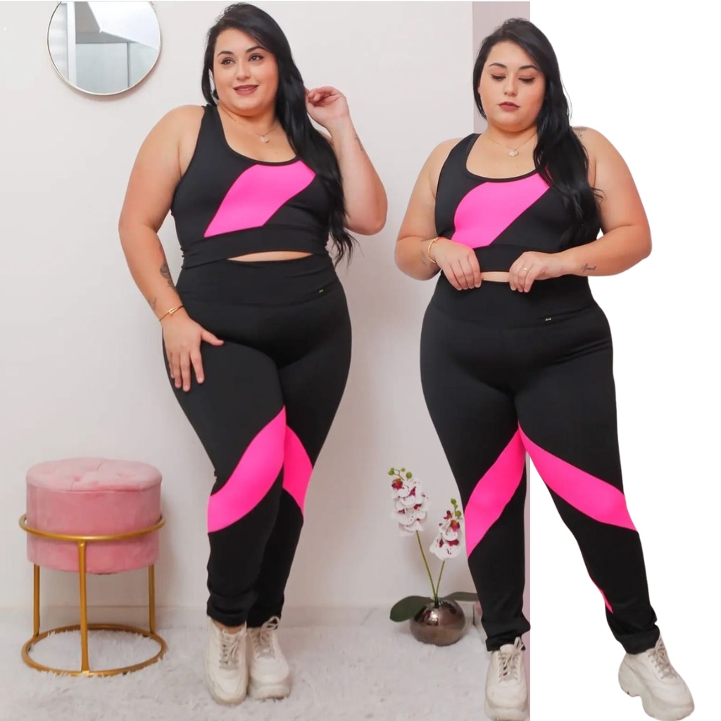 Kit Roupa de Academia Conjunto Fitness Plus Size Feminino Esportivo Treino | Shopee Brasil