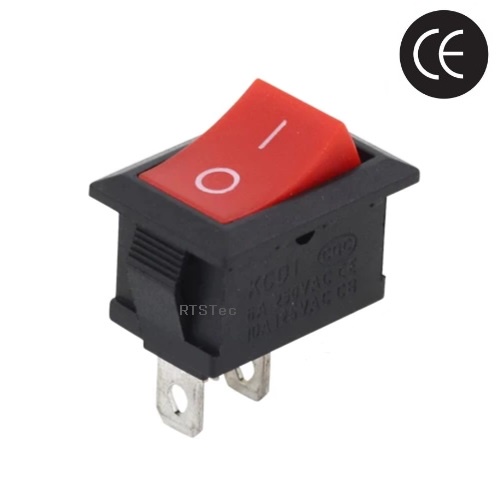 Chave Gangorra Mini Kcd11-101 Preta e Vermelha 10X15mm Liga/desliga ...