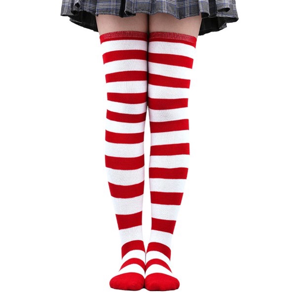 meia listrada 7/8 listrada branco e vermelho fantasia festa anime ...