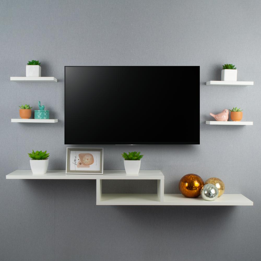 Rack TV Nicho Suspenso para Quarto Sala Branco 110cm | Shopee Brasil