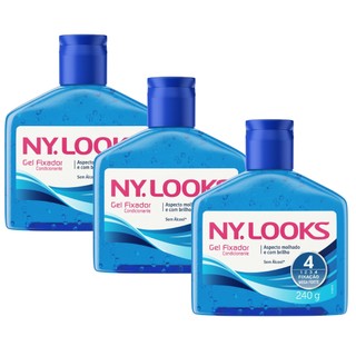 Kit 3 Gel Fixador Capilar Mega Forte Efeito Molhado Ny Looks 240g ...