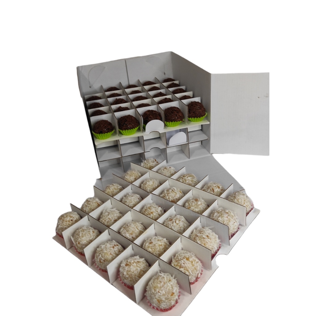Caixa para Doces branca com visor e divisoria para 100 doces KIT COM 5 ...
