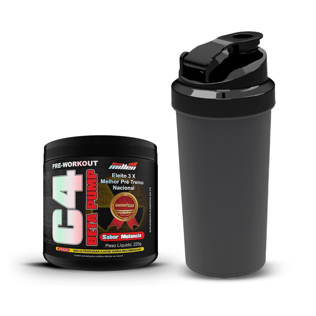 Kit Pre Treino C4 Beta Pump 225g + Coqueteleira Preta 600ml - New ...
