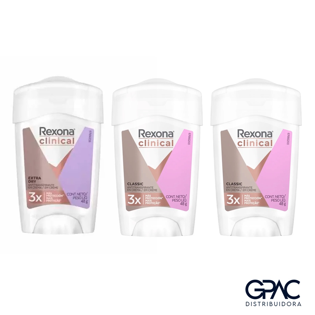 Kit 3un Rexona Clinical Desodorante Stick - 1 Extra Dry e 2 Classic 48g ...