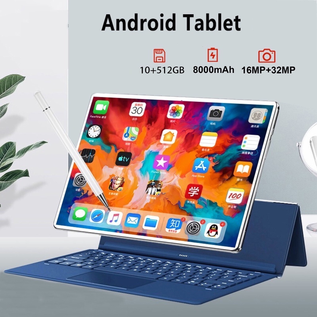 Tablet Original PC 10,1 Polegadas HD Tela Cheia 12GB+512GB Android Tab ...