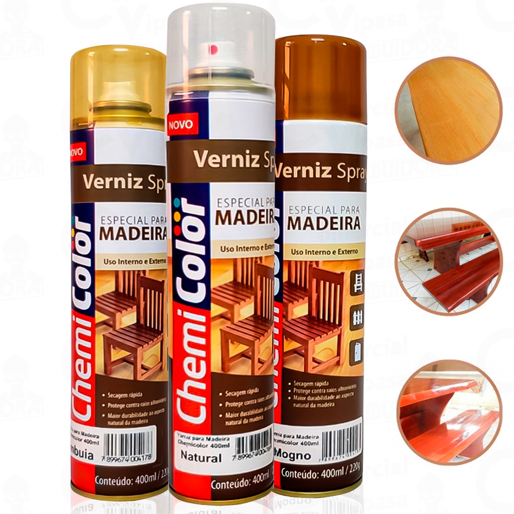 Verniz Spray Para Madeira Natural, Imbuia ou Mogno 400ml 220g ...