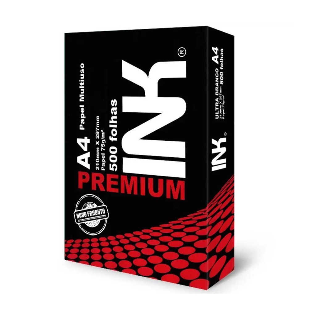 Papel Sulfite 500 folhas INK Premium Ultra Branco A4 75g | Shopee Brasil