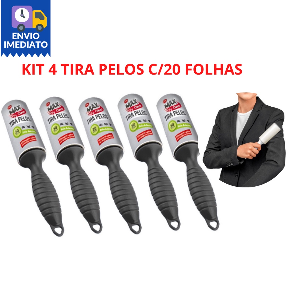 Kit Rolo Grande Tira Pelos e Cabelos de Roupas Reutilizável Super ...