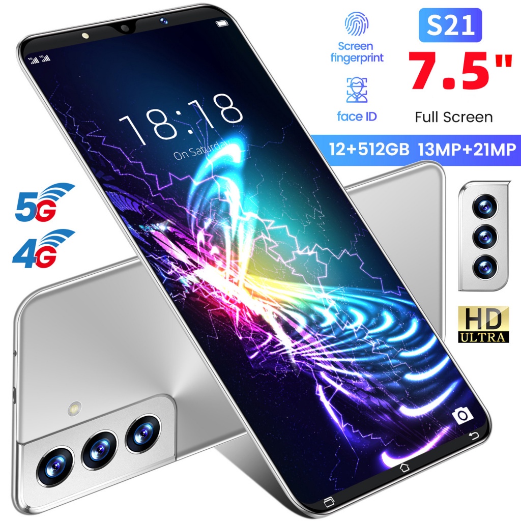 S21 Celular original 7,5'Tela Cheia 12 + 512GB 5G Telefone smartphone ...