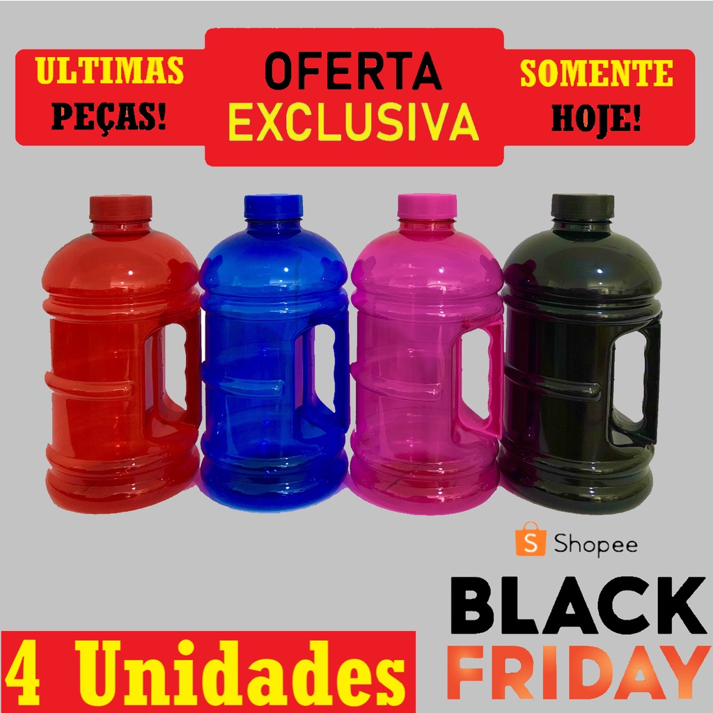 KIT 4X Garrafa De Água com Alça p/ Academia Atacado Garafa 2.2Litros ...