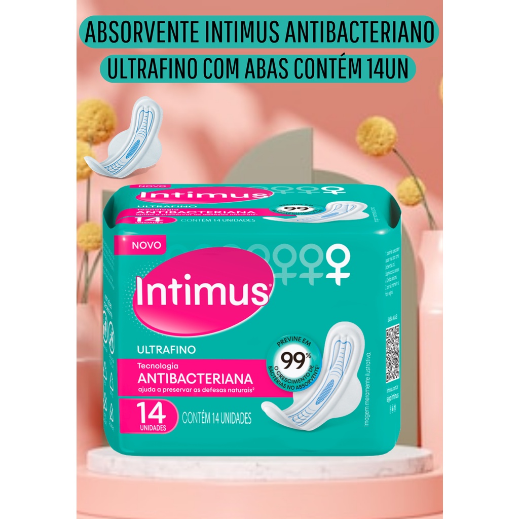 Absorvente Intimus Antibacteriano Ultrafino Com Abas Com 14Un | Shopee ...
