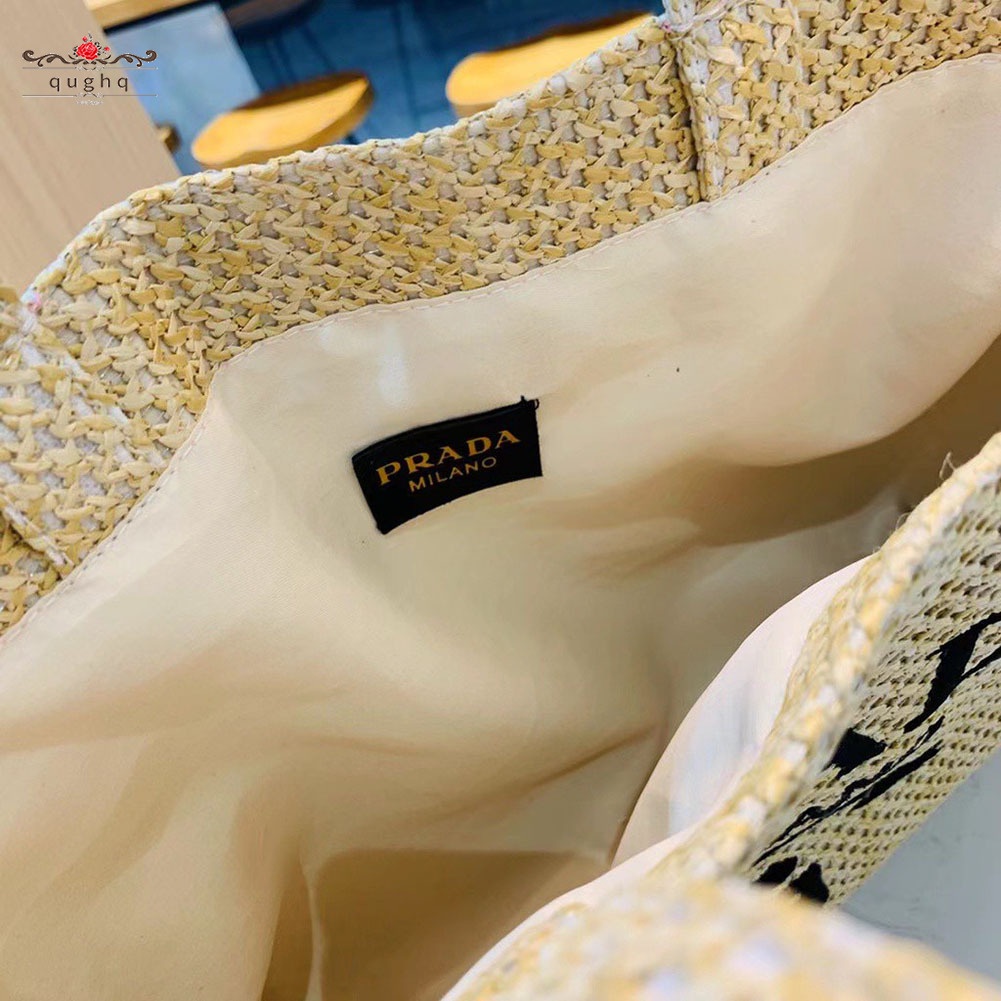 Prada-Like Tote Bag Estilo Férias De Verão Tecelagem De Praia Saco De ...