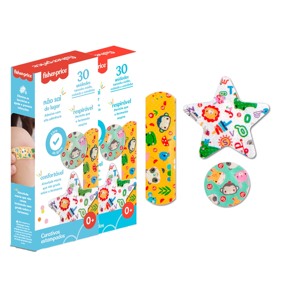 Curativo Bandeide Colorido Infantil 3 Estampas e 3 Formatos Kit com 60 ...