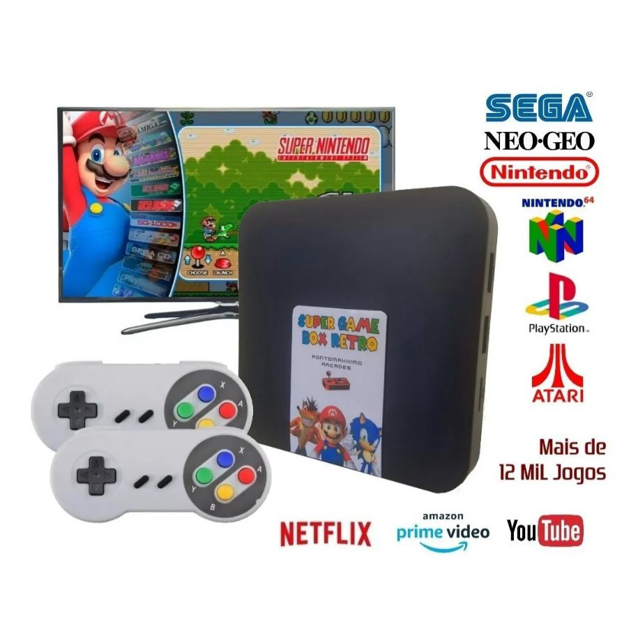 Jogo Game Retro Box Com 12000 Jogos com 2 controles SNES com fio ...